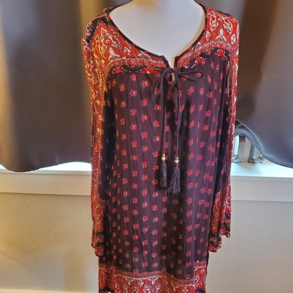 Angie | Dresses | Angie Bohemian Dress With Tie At The Neck | Poshmark